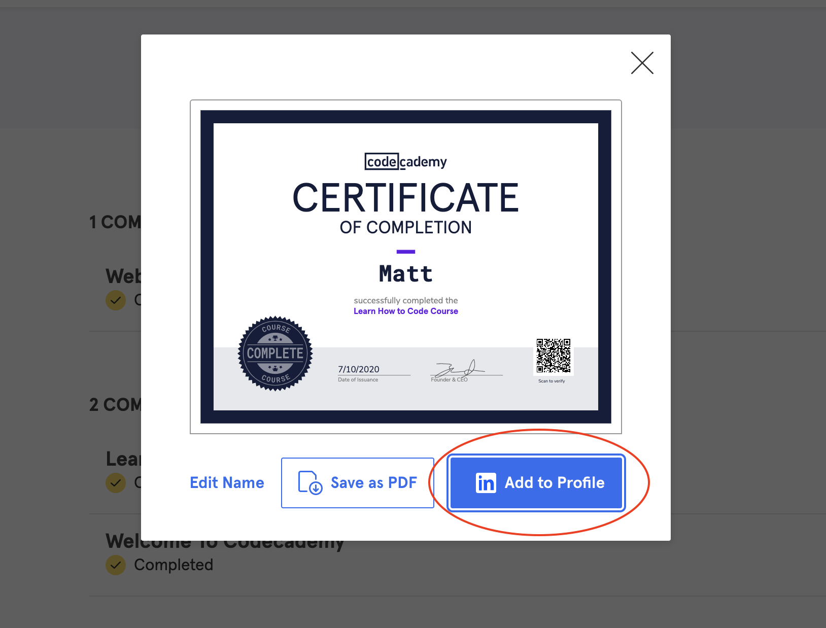 Adding Certificates To Linkedin Codecademy Help Center