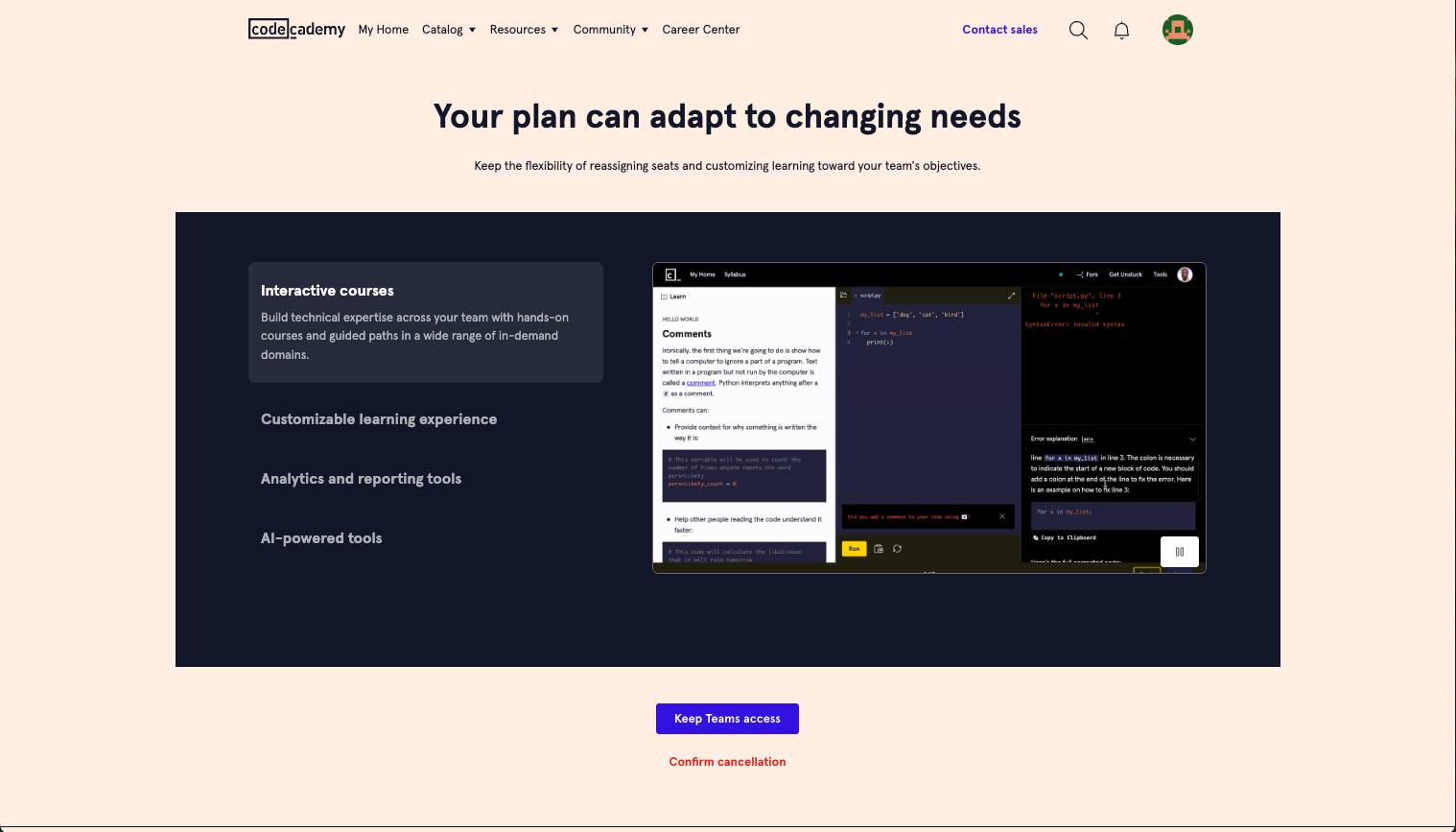 How to cancel your Teams trial – Codecademy Help Center