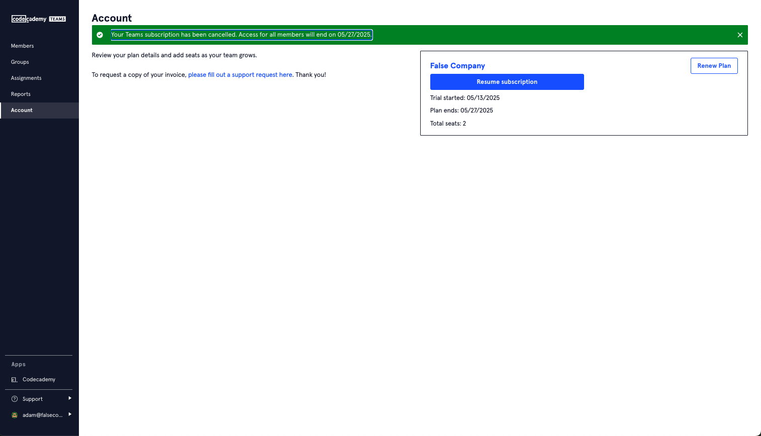 How to cancel your Teams trial – Codecademy Help Center